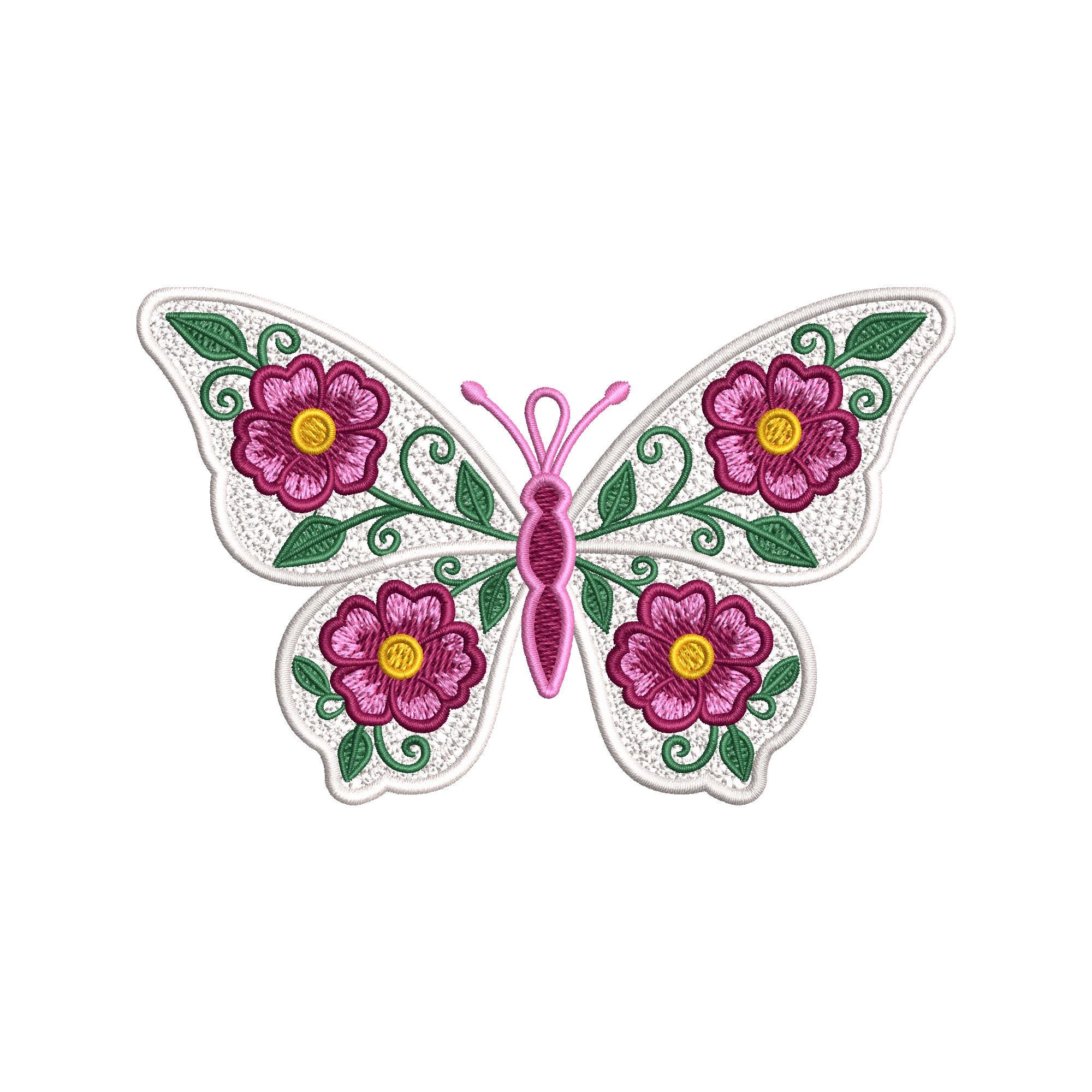 FSL Butterfly Lace Embroidery Design | Floral Free Standing Lace ...