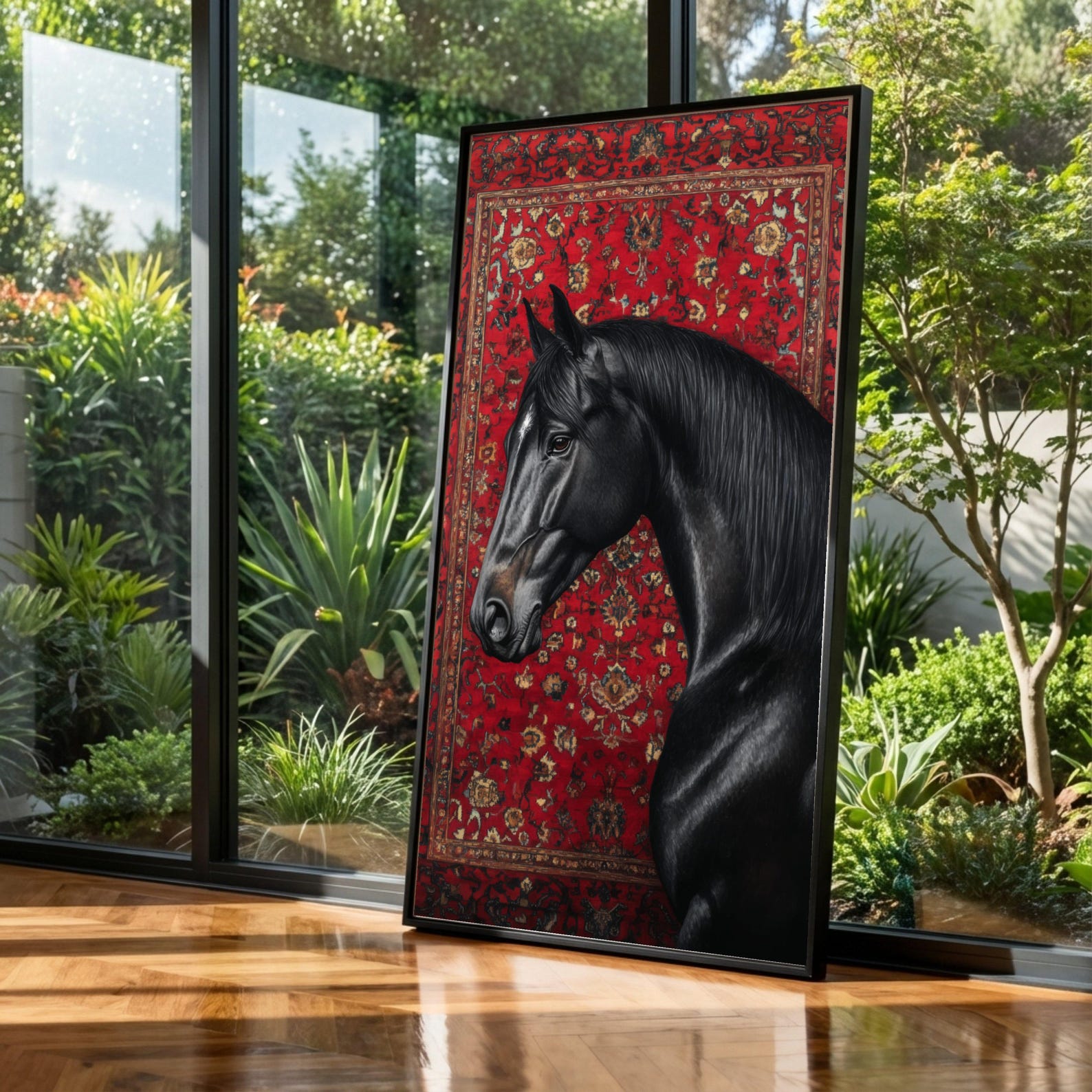 Majestic Black Stallion Portrait Canvas, Elegant Horse Wall Art ...
