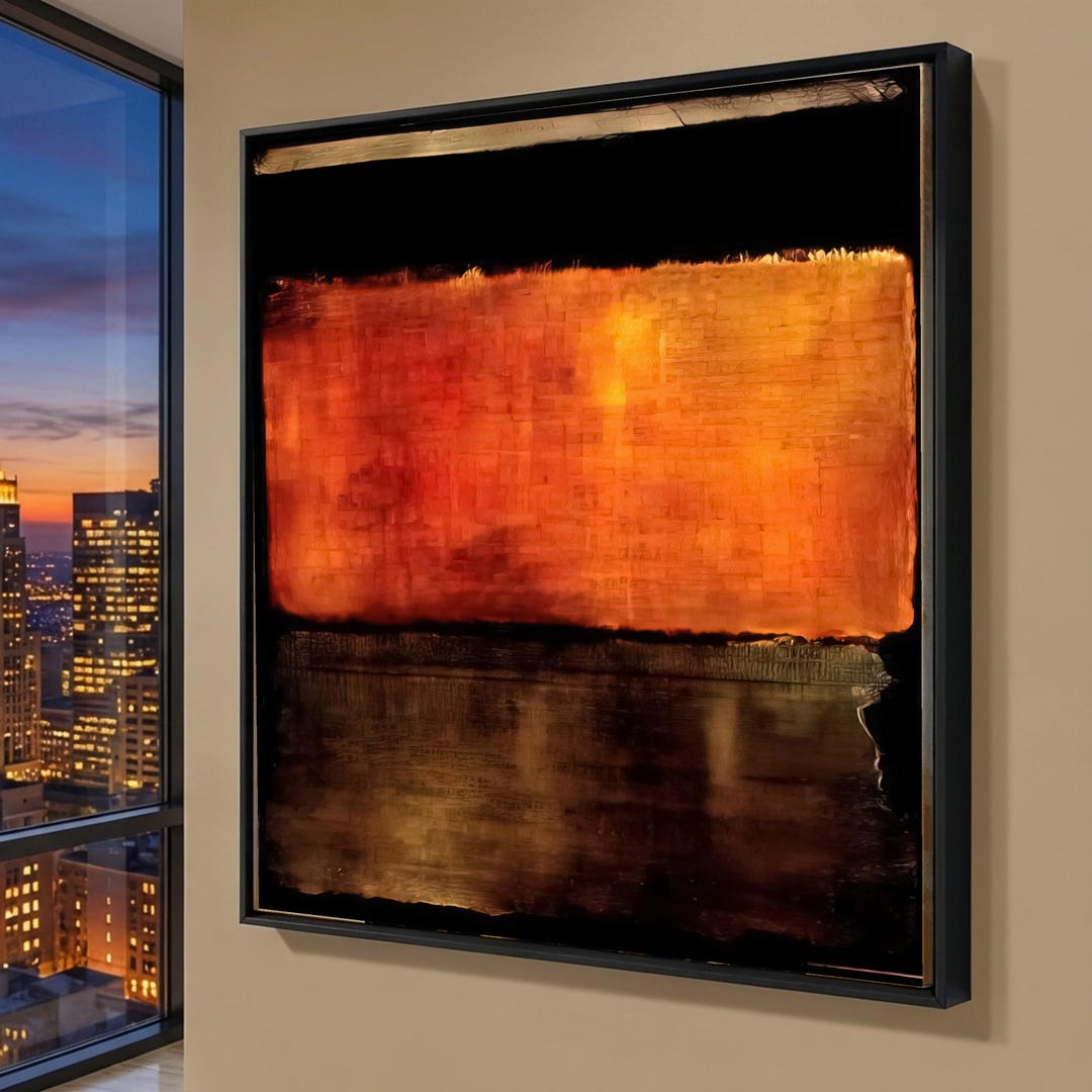 Markh Rothko Warm Abstract Sunset Canvas Wall Art, Modern Orange and ...