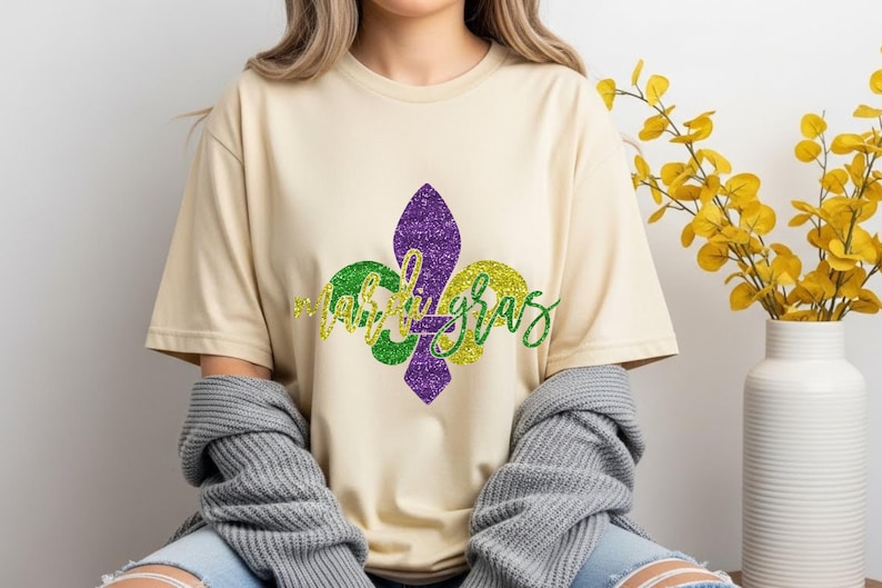 Glitter Fleur De Lis SVG | Mardi Gras Shirt Design (digital Download ...