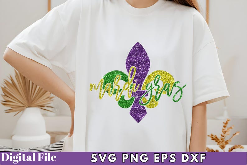 Glitter Fleur De Lis SVG | Mardi Gras Shirt Design (digital Download ...