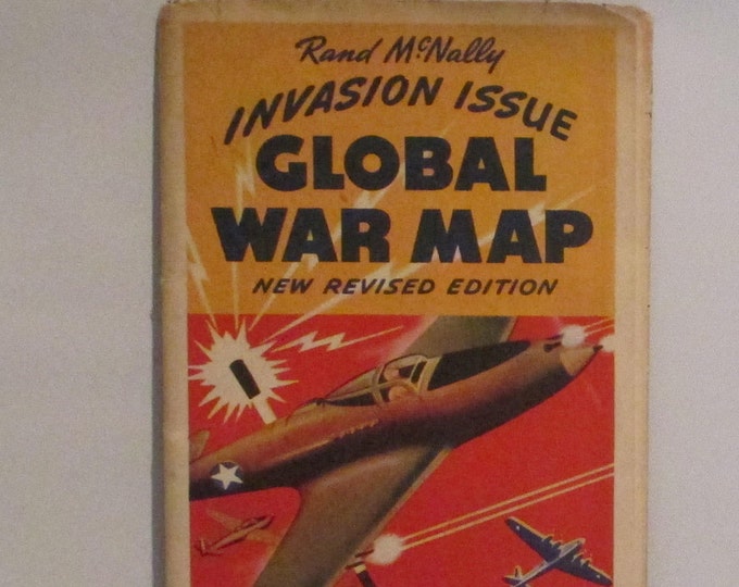 WWII Invasion Issue Global War Map Vintage Rand Mcnally World War Two ...