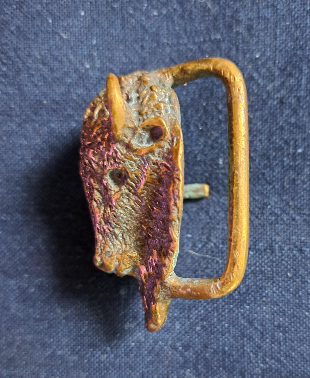 Buffalo Head Brass Buckle, Vintage 80s Native American Bison Belt ...