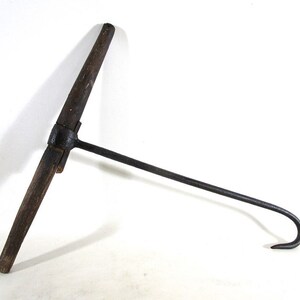 Large Hay Baling Hook, Vintage Forged Iron Hook, Rustic Wood Hook ...