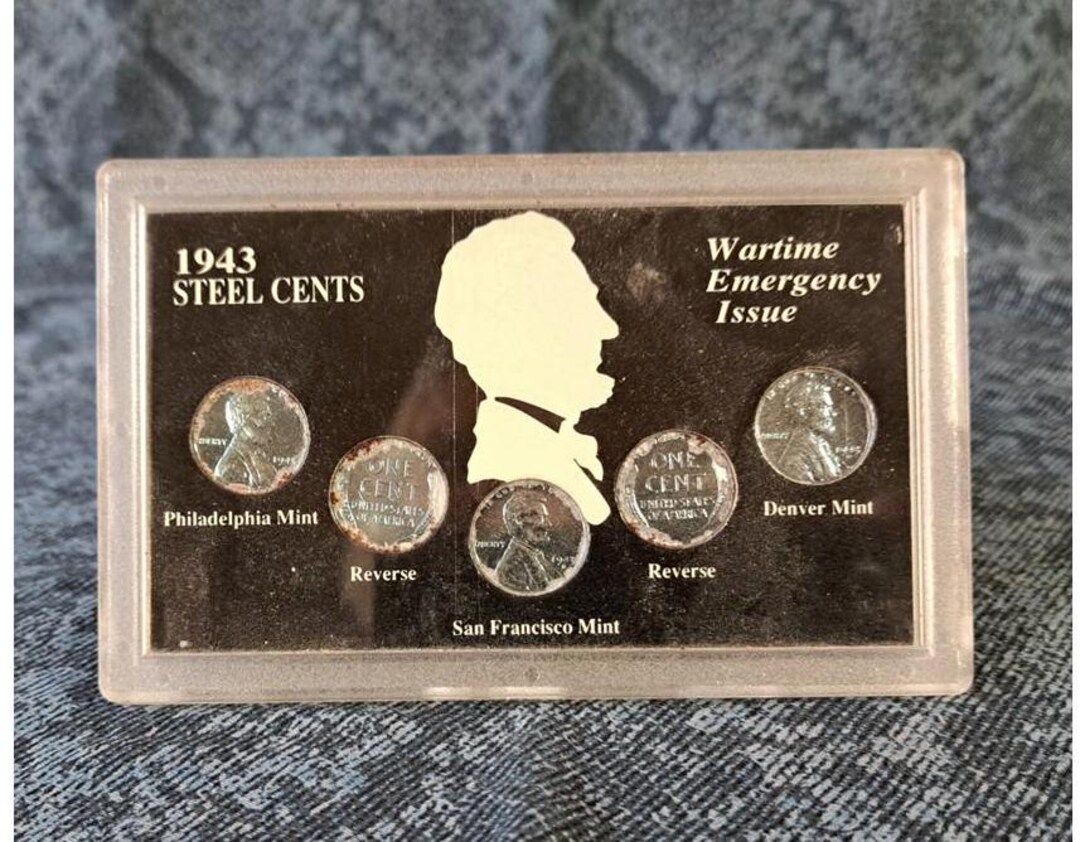 Steel Penny Coin Set, Vintage WW2 Coins 1943 Wartime Emergency Issue ...