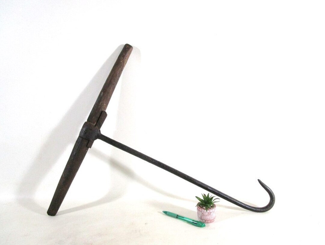 Vintage Forged Iron Baling Hook, Rustic Butcher Tool, Farmhouse Decor ...