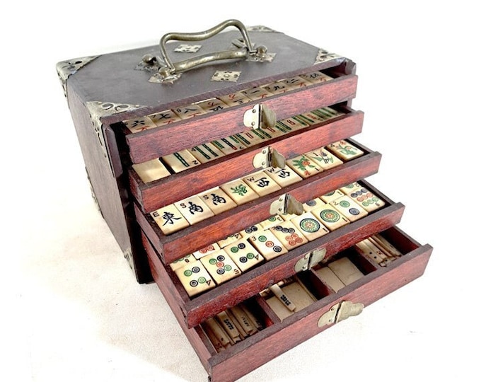 Mahjong Set, Vintage, Antique Mah Jong Set, 1920s, Bone and Bamboo ...