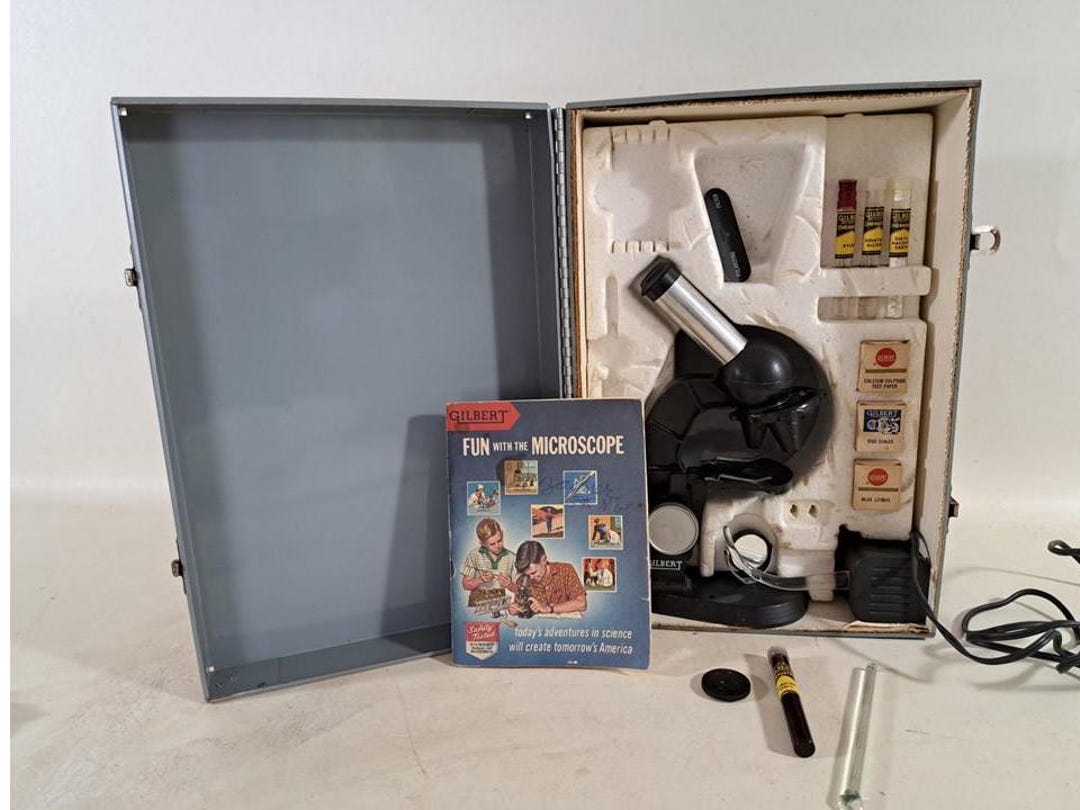 Gilbert Microscope and Lab Set, Vintage Science Investigation Microscope, Classroom Display, Mid ...