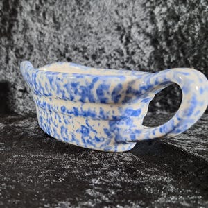 Spongeware Gravy Boat, Vintage Blue and White Sponge Ware Sauce Server ...