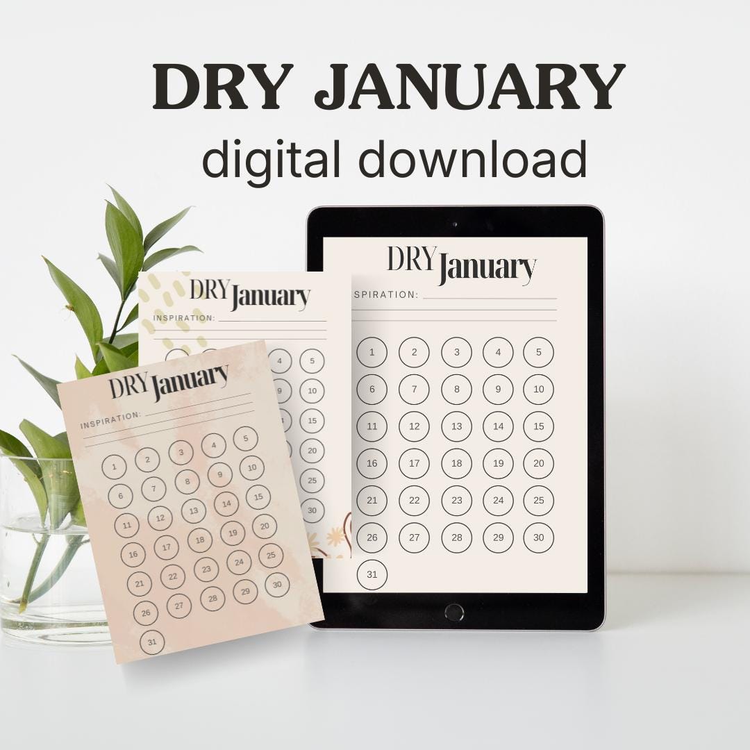 Dry January Printable Tracker | Mindful Drinking Challenge | Alcohol ...