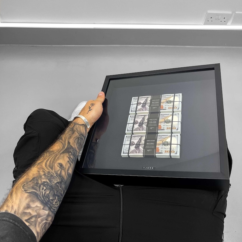 Luxury Money Wall Art – 3D Cash Stack Framed Artwork | Modern Urban ...