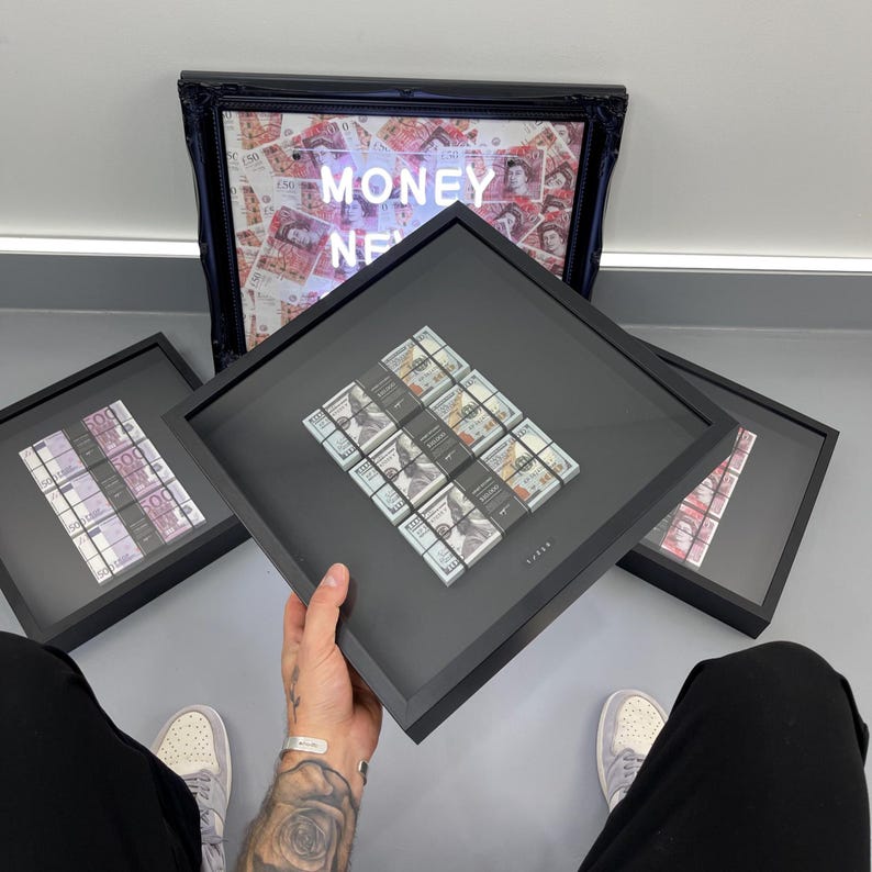 Luxury Money Wall Art – 3D Cash Stack Framed Artwork | Modern Urban ...