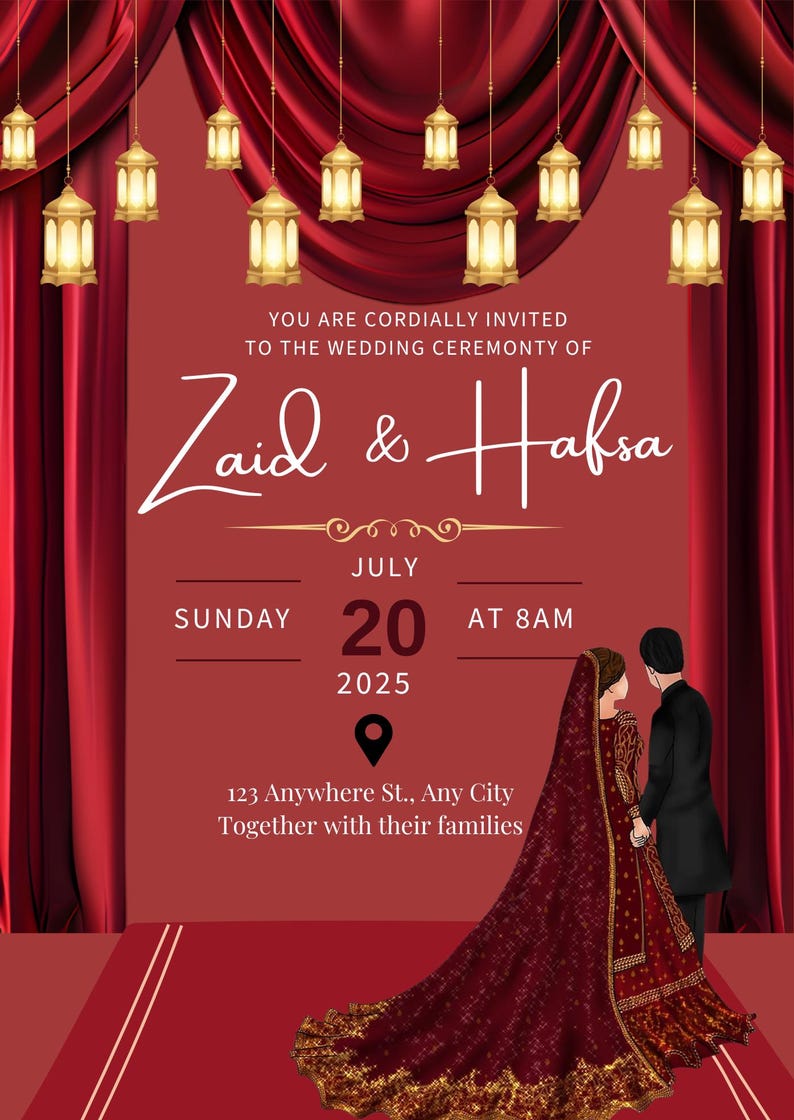 Wedding Card, Digital Wedding Invitation, Printable Wedding Card ...