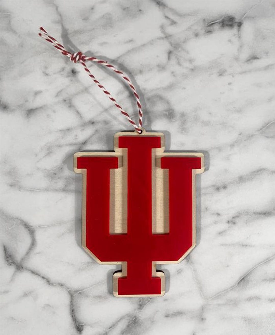 Indiana University (IU) Charm Ornament – Layered Red Acrylic + Plywood ...
