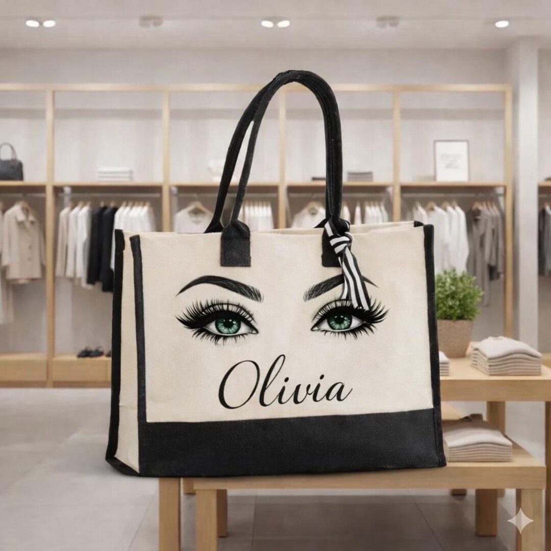 Personalized Green Eyes Canvas Tote Bag, Long Lash Makeup Gift - Etsy