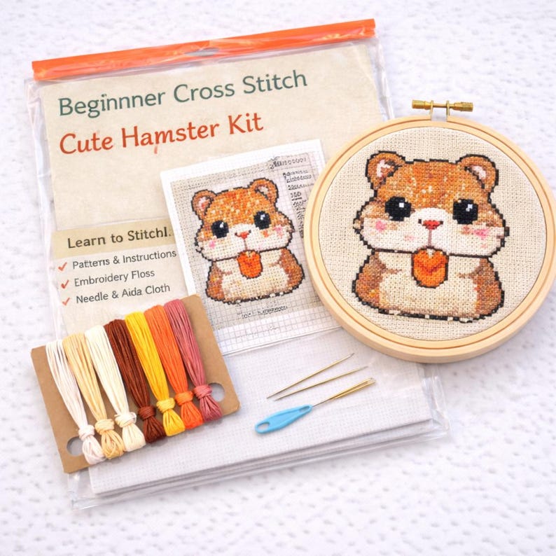 Beginner Cross Stitch Hamster Kit – DIY Learn to Stitch - Etsy