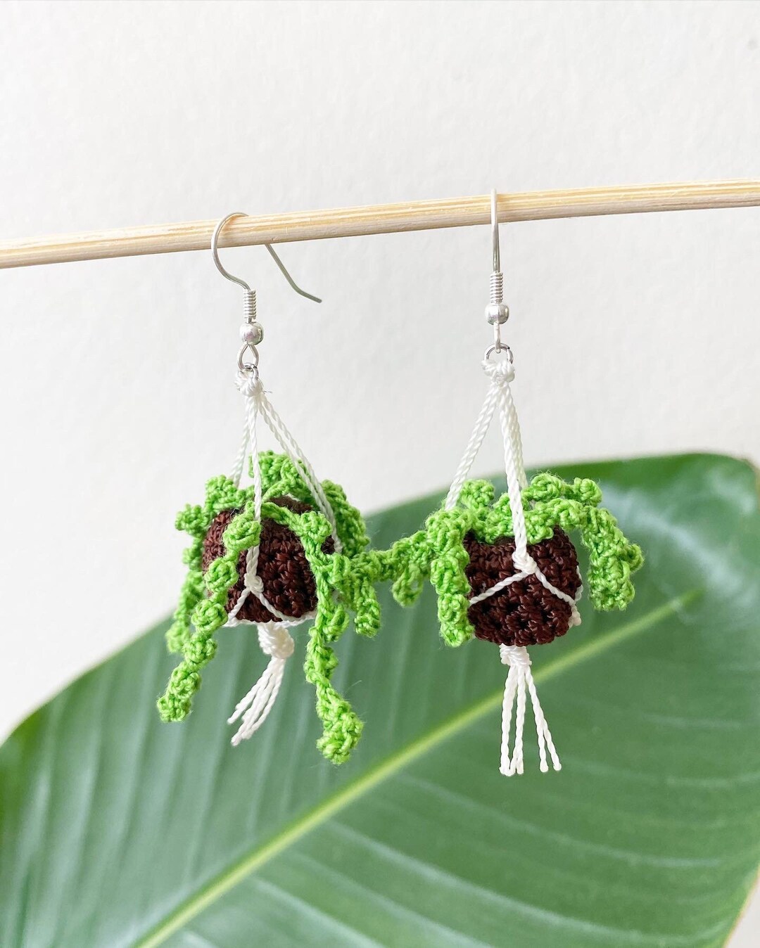 Crochet Plants Earrings, Planter Earrings, Handmade, Crochet Plants ...