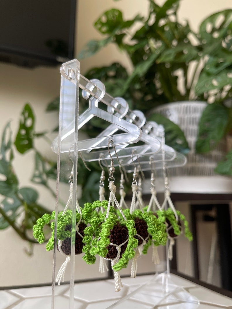 Crochet Plant Earrings: Handmade Lightweight Hanging Planter Jewelry - Etsy