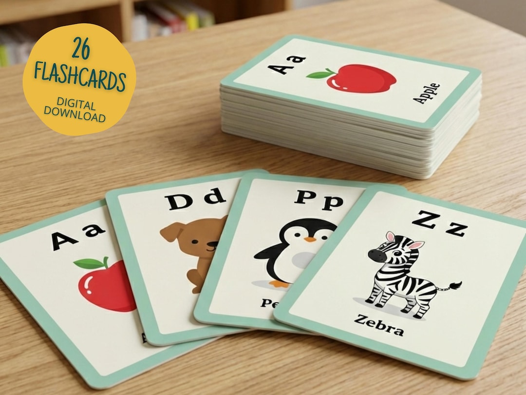 Alphabet Flashcards: 26 Montessori ABC Cards - Etsy