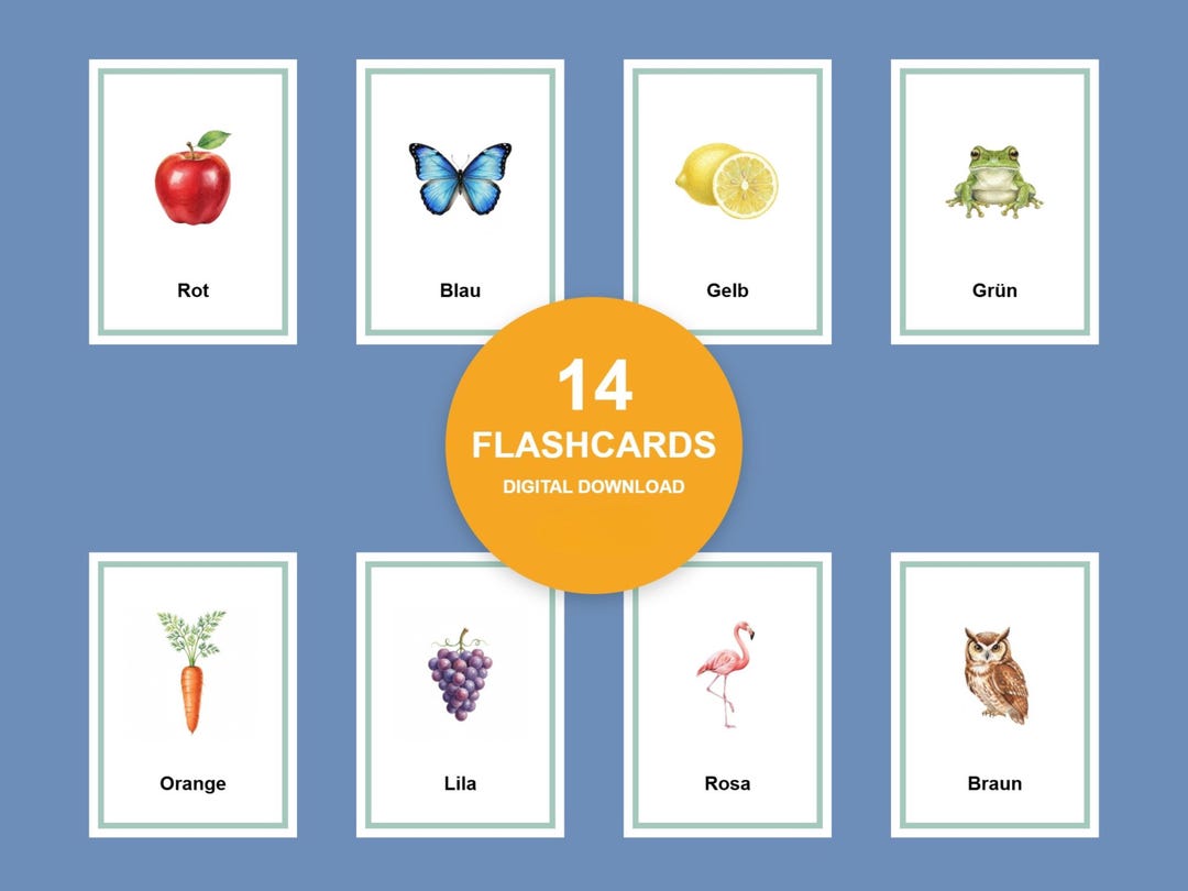 German Colors Flashcards | 14 Printable Montessori Cards With Objects ...