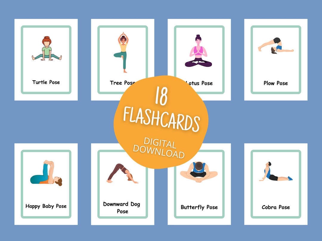 Yoga Pose Flashcards – 18 Printable Mindfulness Cards Illustrated ...