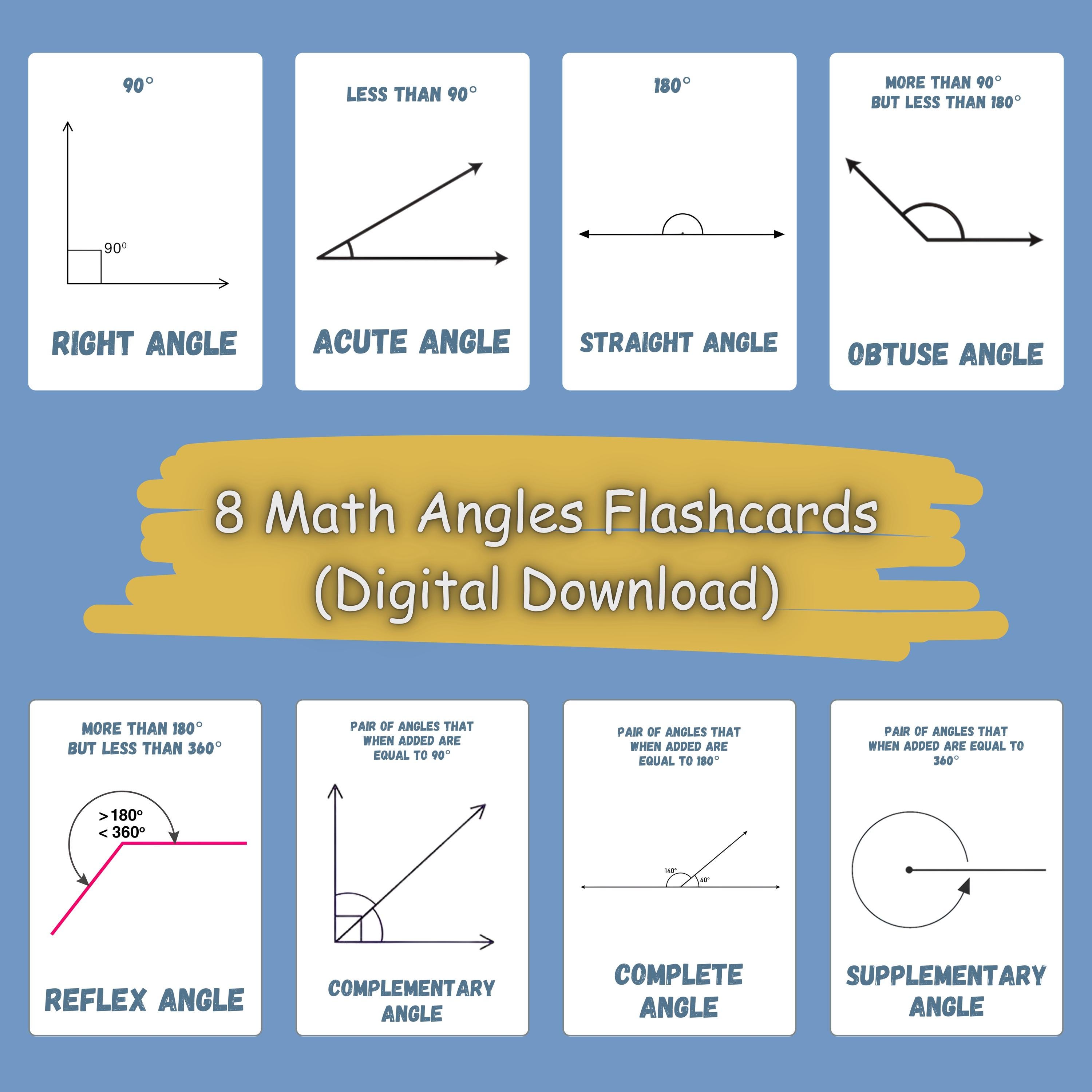 Montessori Math Flashcards: 8 Types of Angles - Digital Download - Etsy