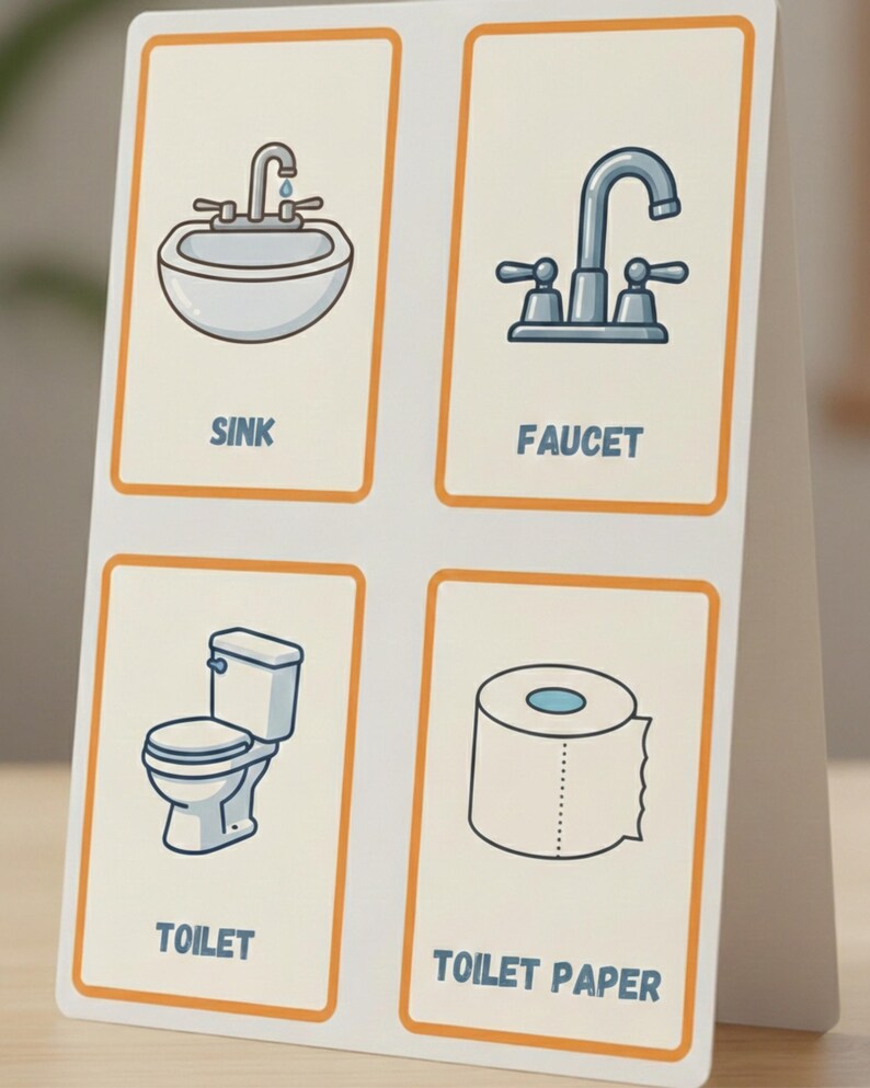 Montessori Bathroom Flashcards — 18 Printable Kids Cards - Etsy