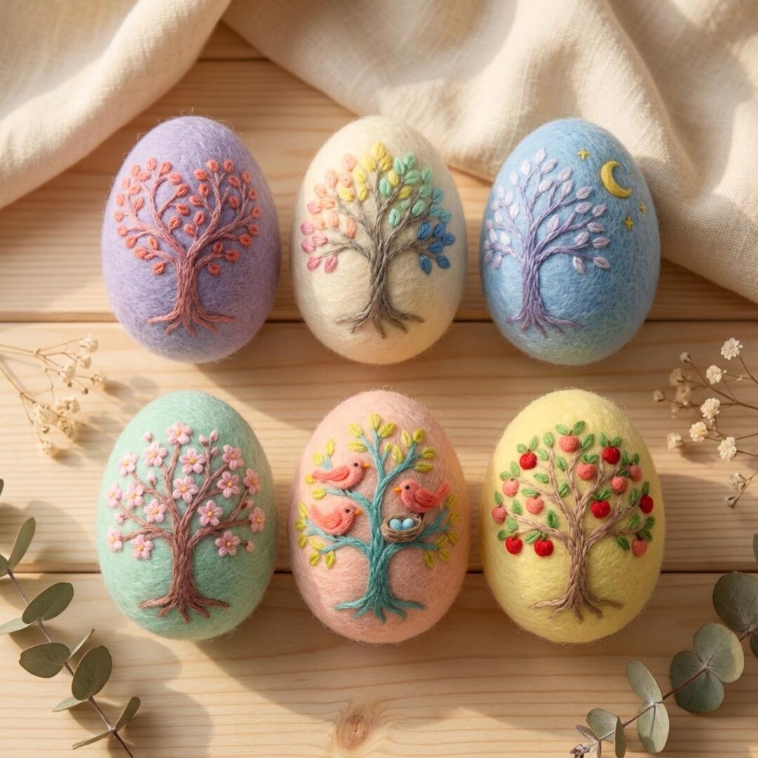 Handmade Needle Felted Tree of Life Easter Egg, Pastel Spring Decor - Etsy