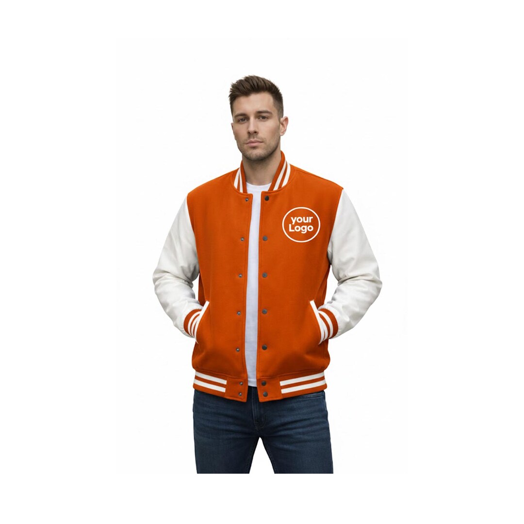 Orange Letterman Varsity Jacket – Custom Baseball Bomber Jacket for Men ...