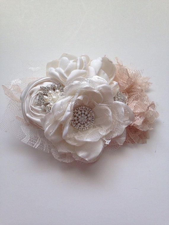 Bridal Hair Clip Cream and Soft Champagne Cluster Flower | Etsy