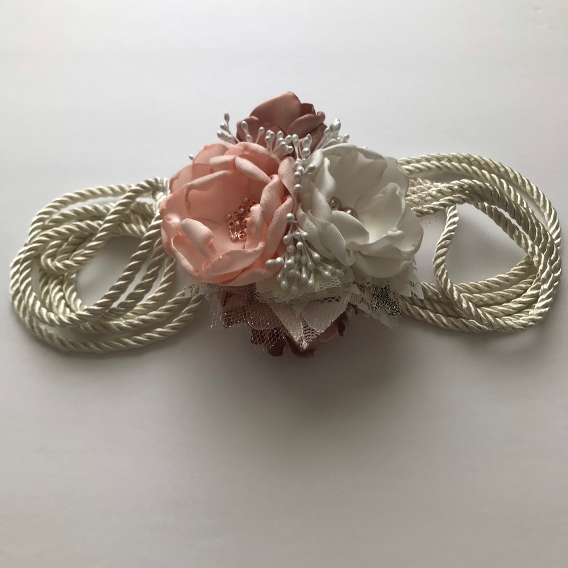 Cream Blush and Rose Gold Wedding Lasso With Cross - Etsy