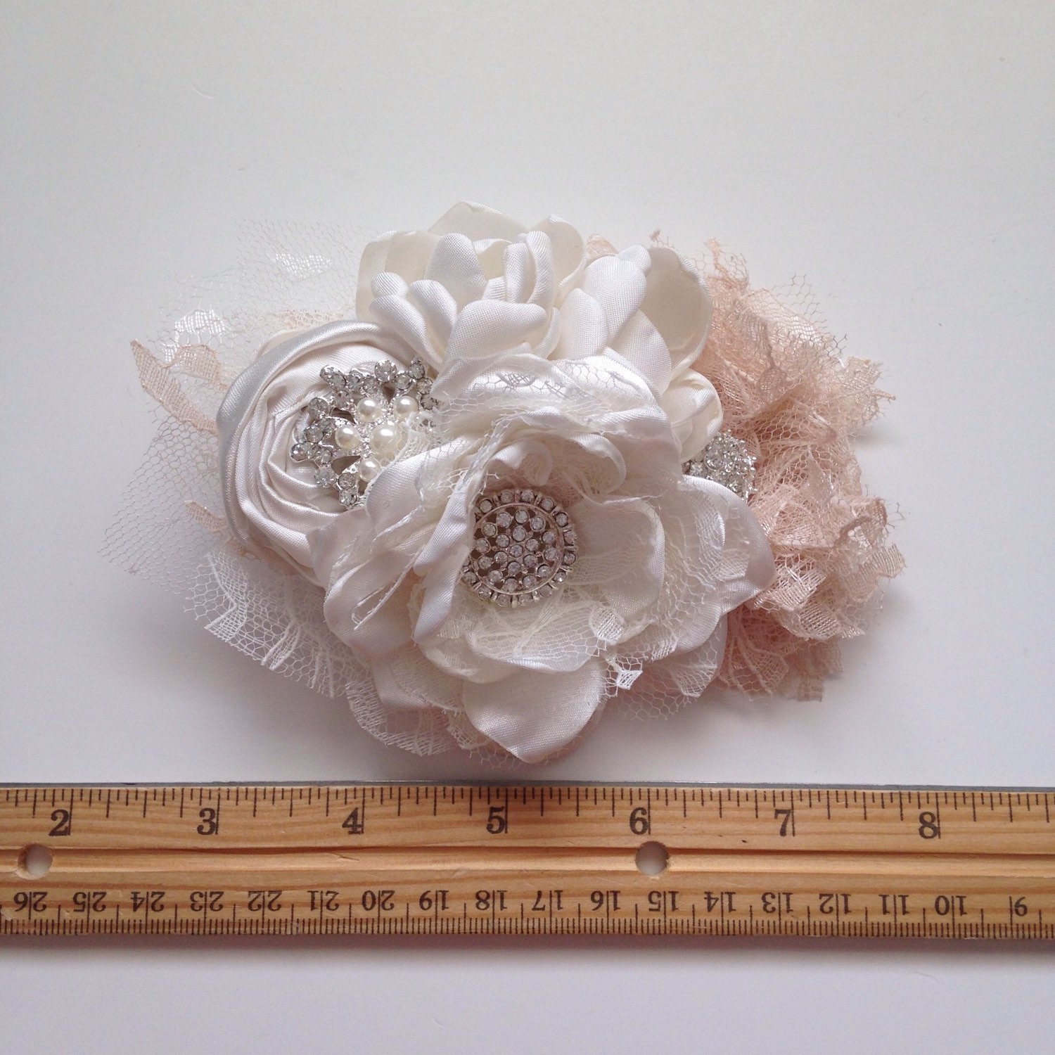 Bridal Hair Clip Cream and Soft Champagne Cluster Flower | Etsy