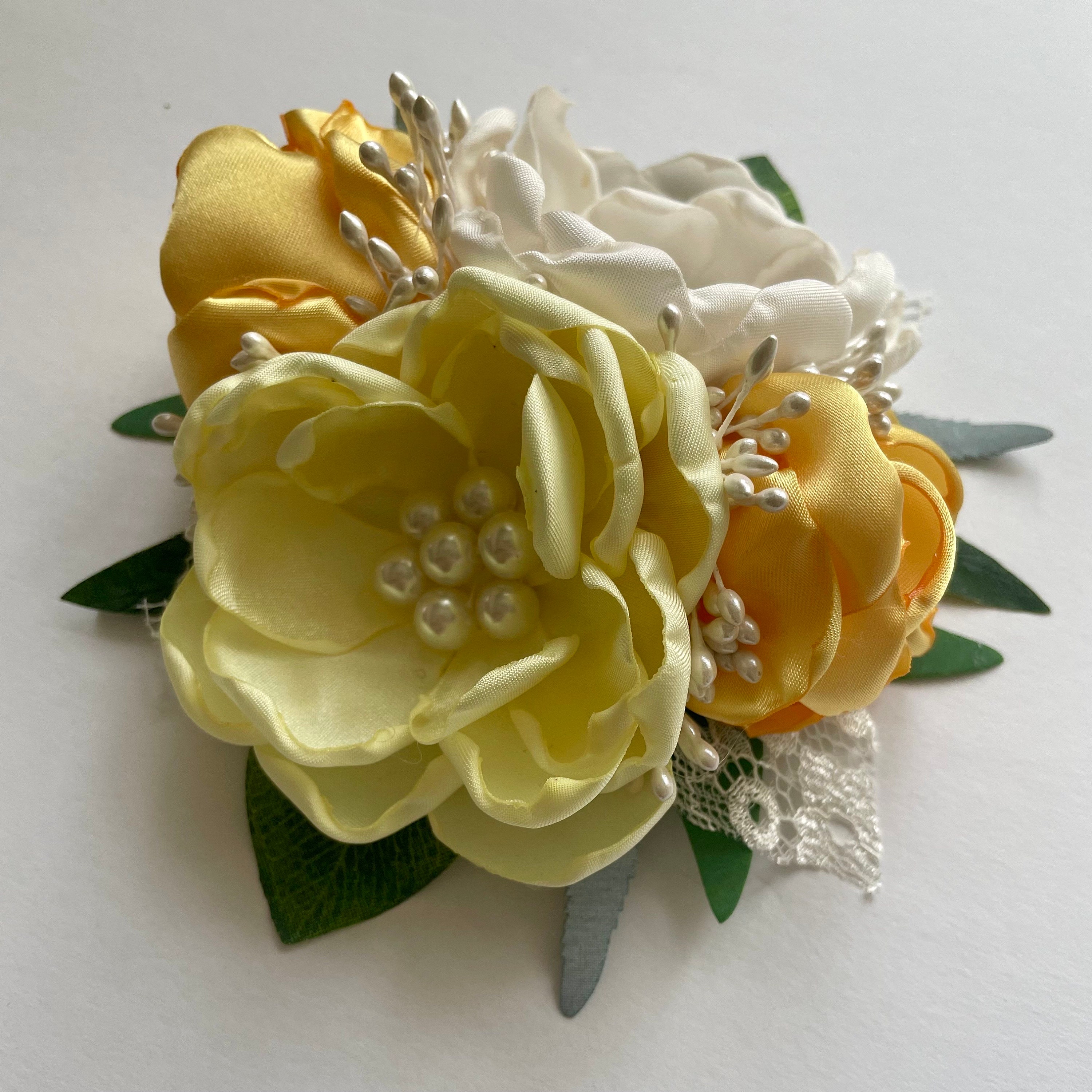 Shades of Yellow and Cream Corsage or Boutonnière Set - Yellow Prom ...