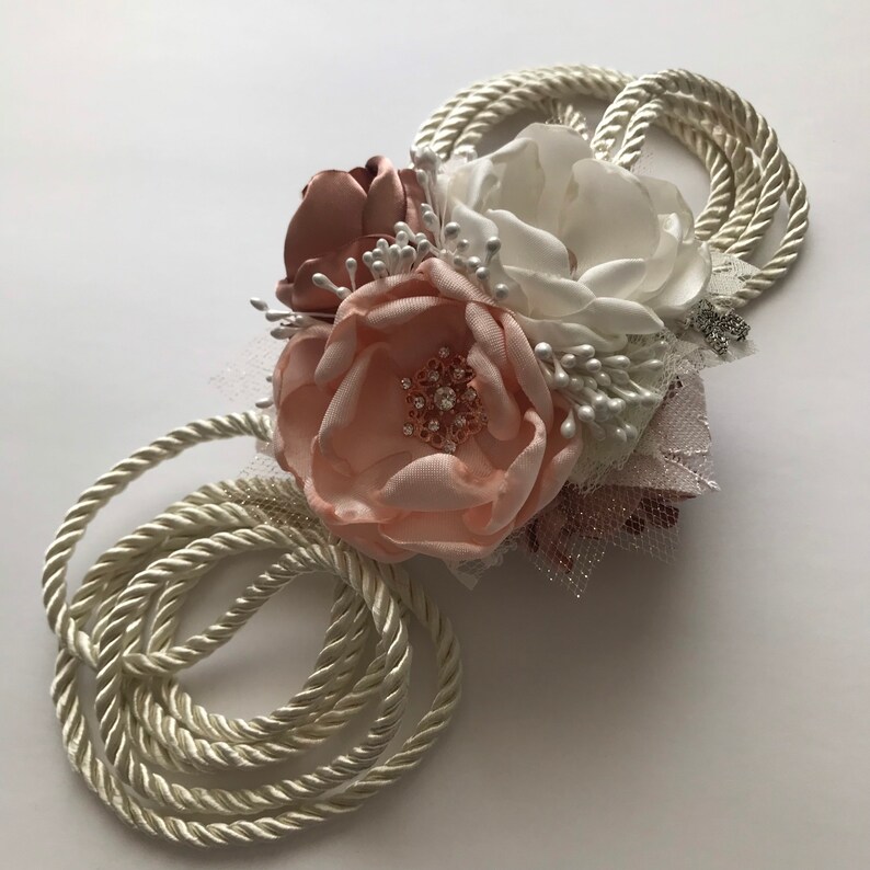 Cream Blush and Rose Gold Wedding Lasso With Cross - Etsy