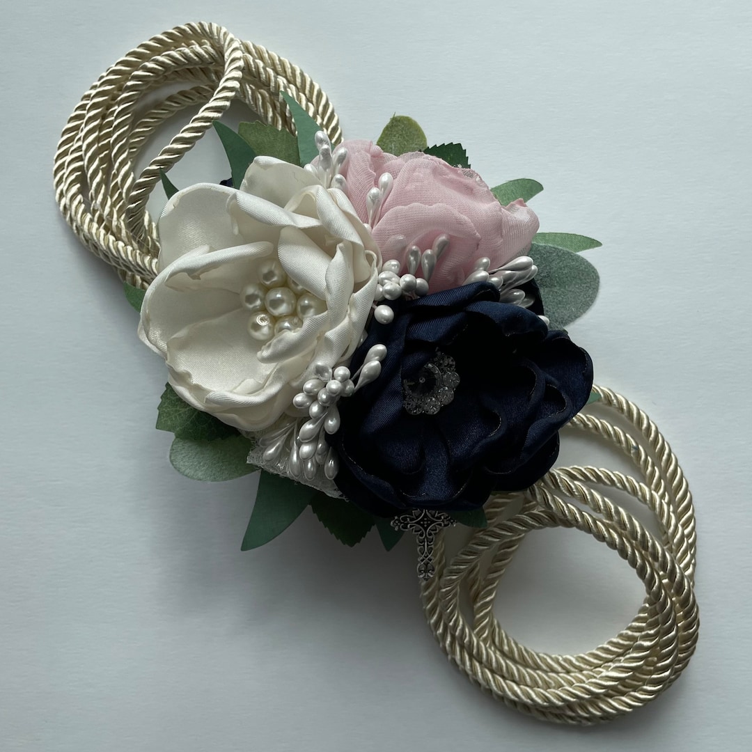 Navy, Dusty Pink and Cream Lasso With Greenery and Cross - Etsy