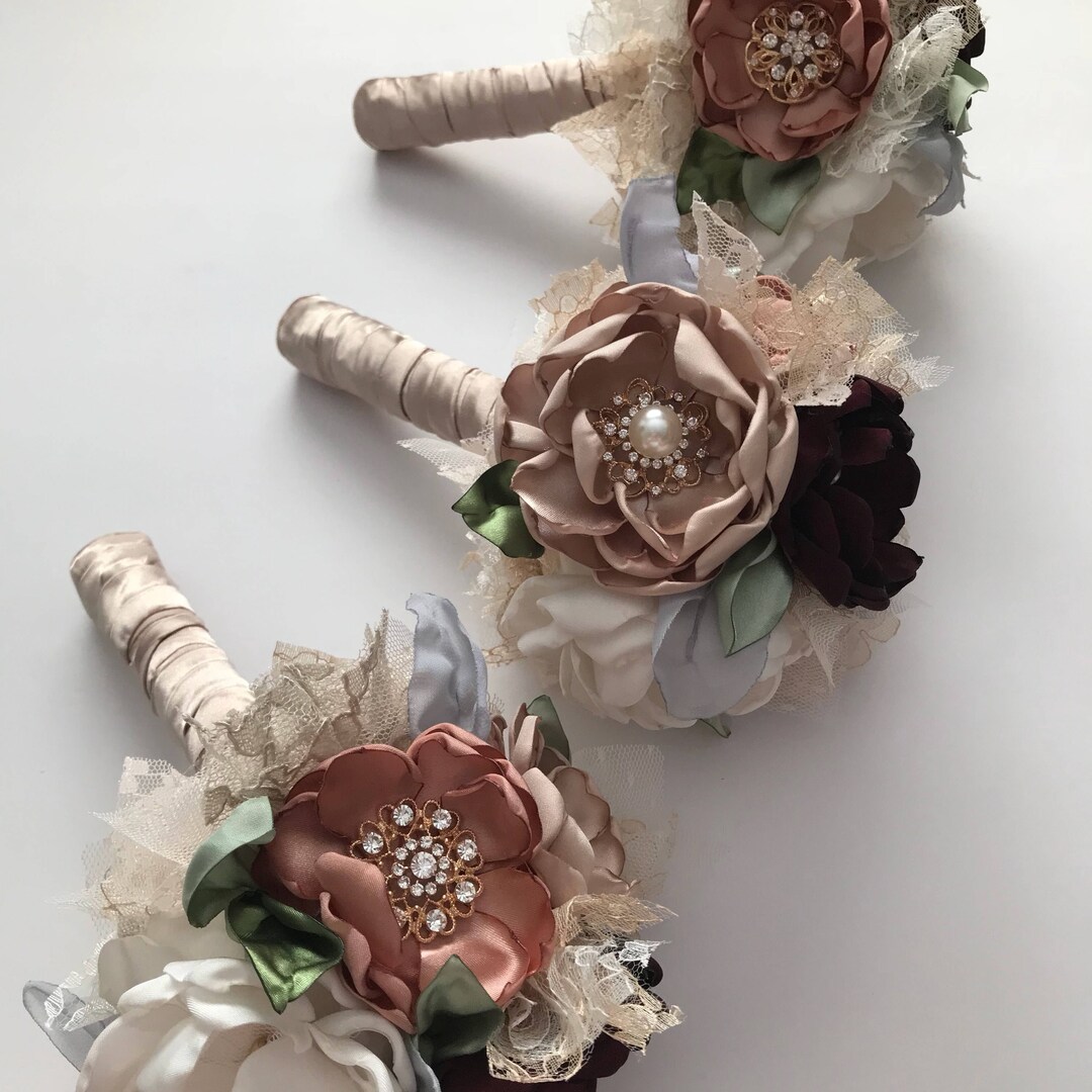 Rose Gold and Black Bouquet With Ivory Bouquet - Etsy