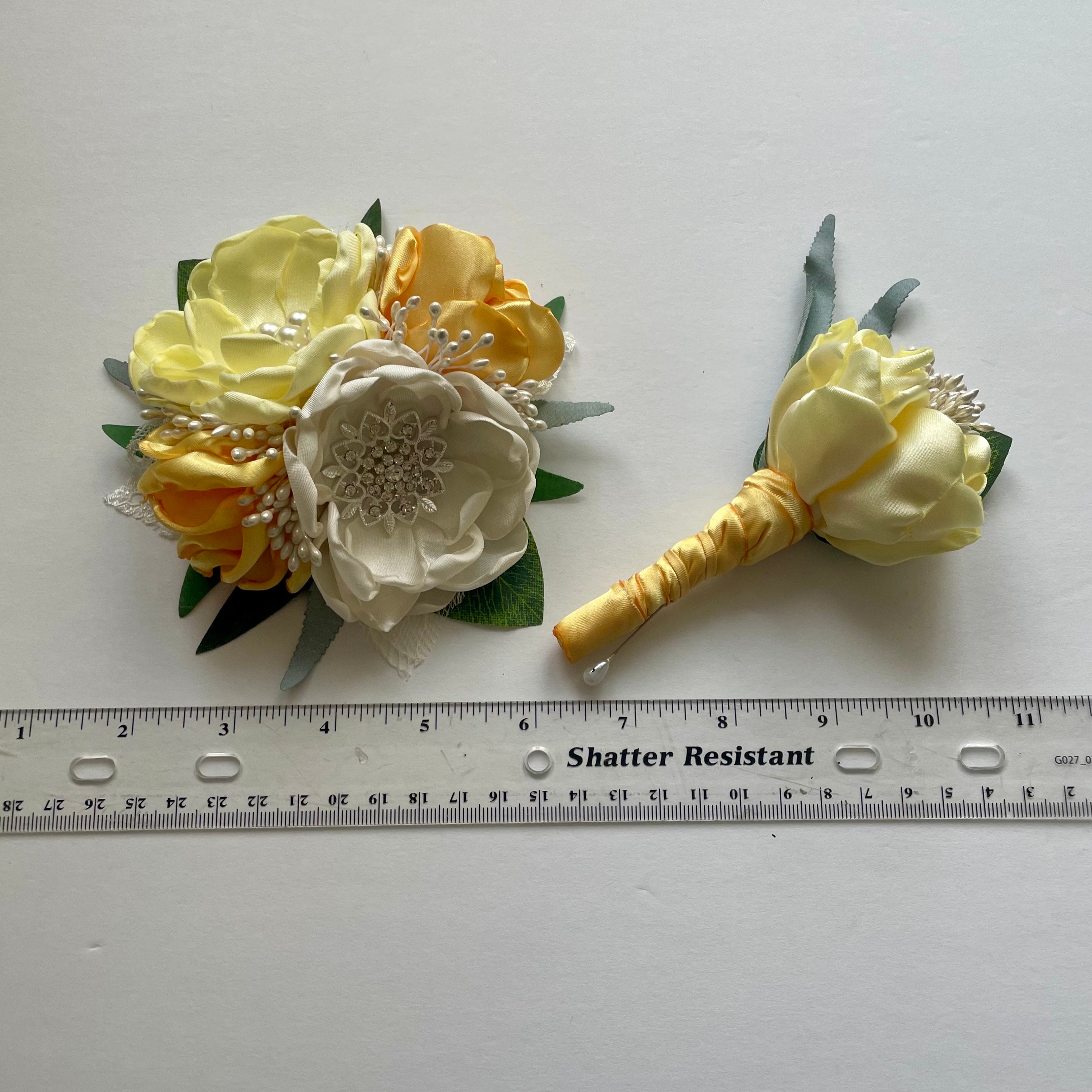 Shades of Yellow and Cream Corsage or Boutonnière Set - Yellow Prom ...
