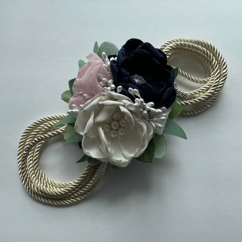 Navy Dusty Pink and Cream Lasso With Greenery and Cross - Etsy