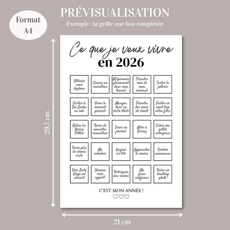 Bingo 2026 Personnalisable Et Imprimable (PDF A4 Français) : Objectifs ...