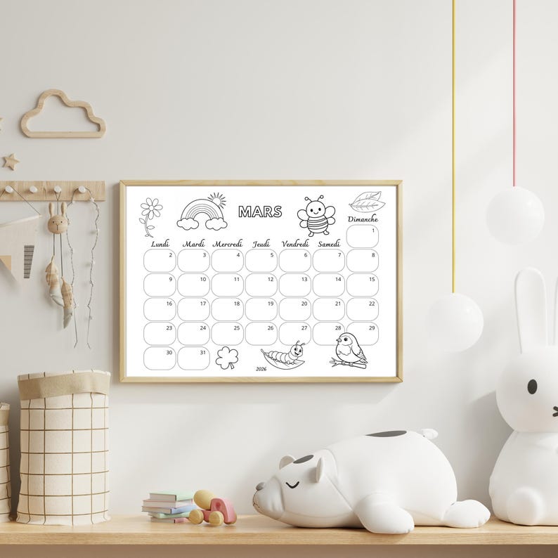 Calendrier Enfant 2026 à Imprimer Et Colorier (PDF A4) – En Français ...