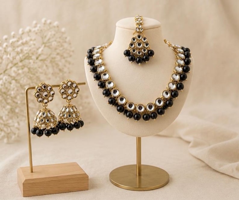 Gold Kundan Bridal Jewelry Set, Maang Tikka, Earrings, Indian Wedding ...