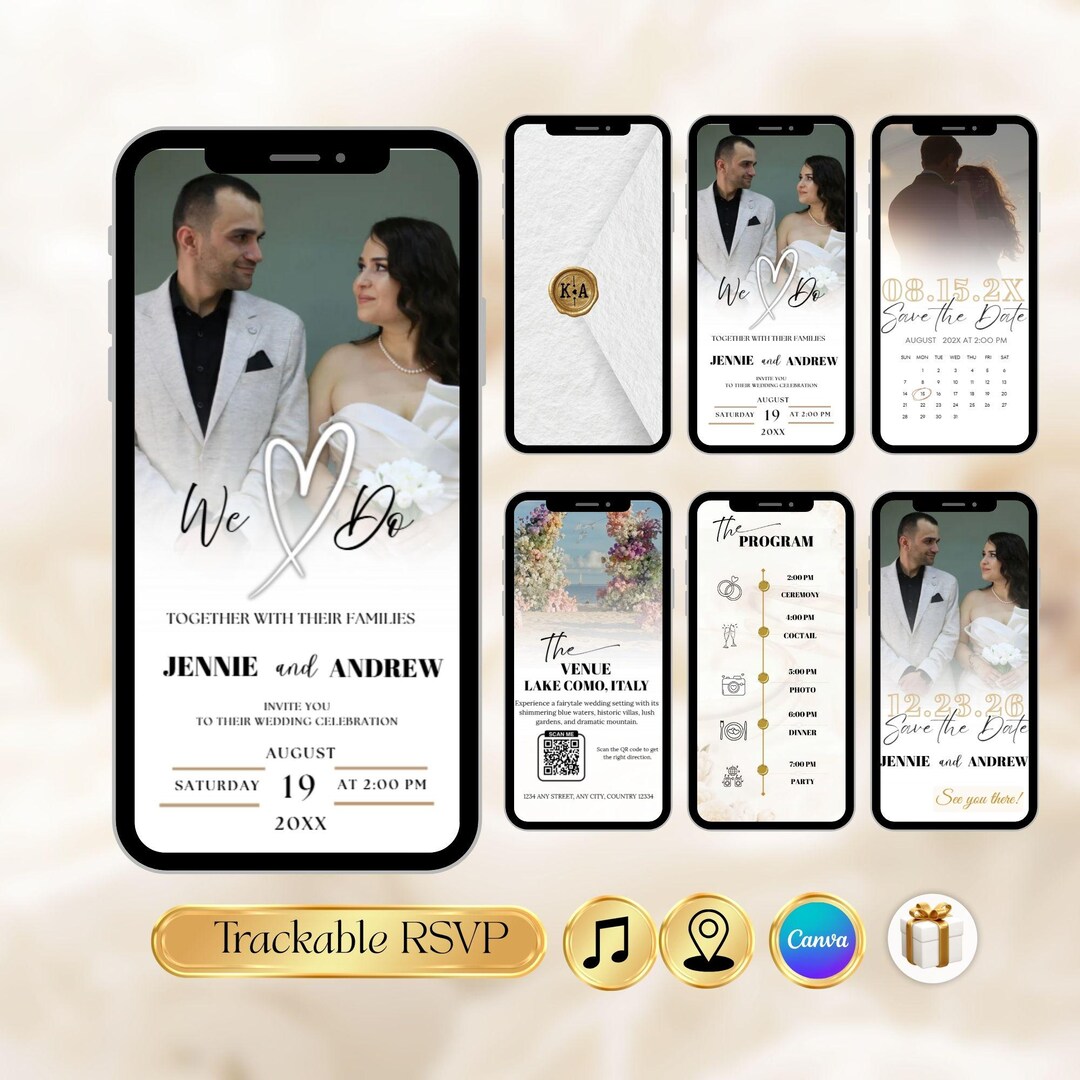 Animated Wedding Invitation Canva Template | Digital Wedding Invite ...