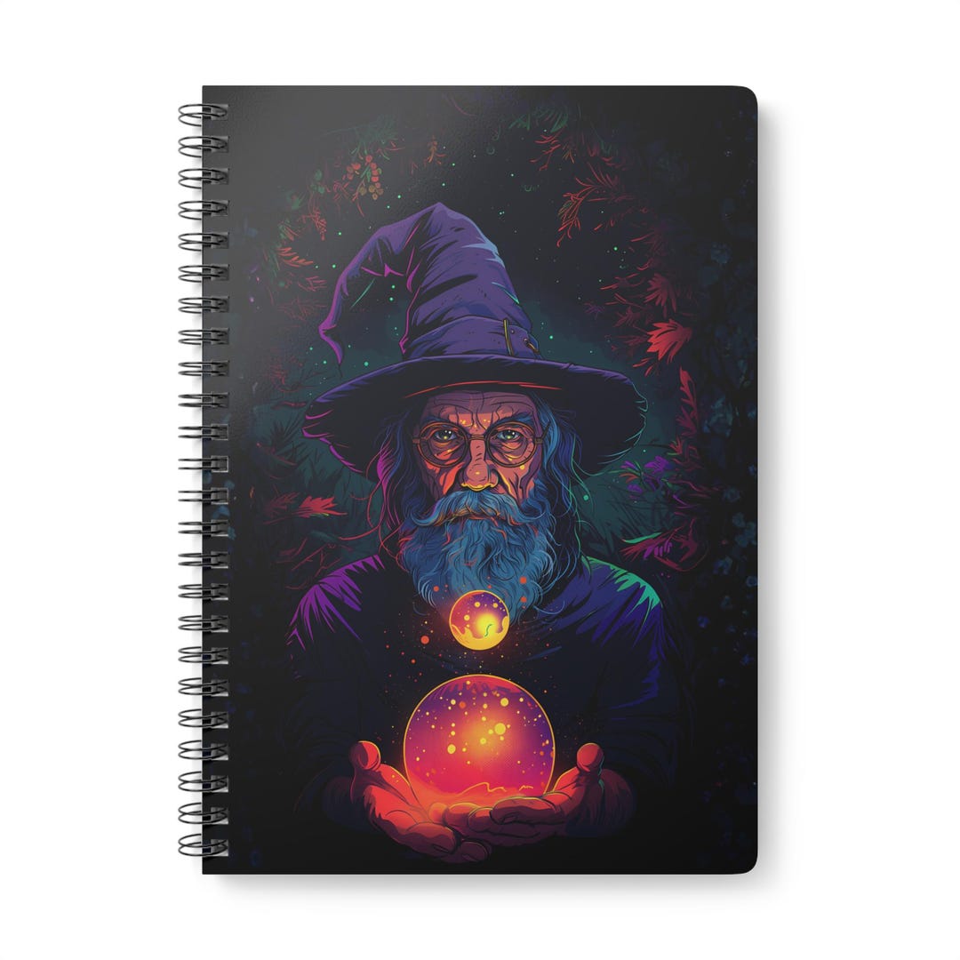 Cute Wizard Cartoon Illustration Notebook - A5 Lined Journal for Magic ...