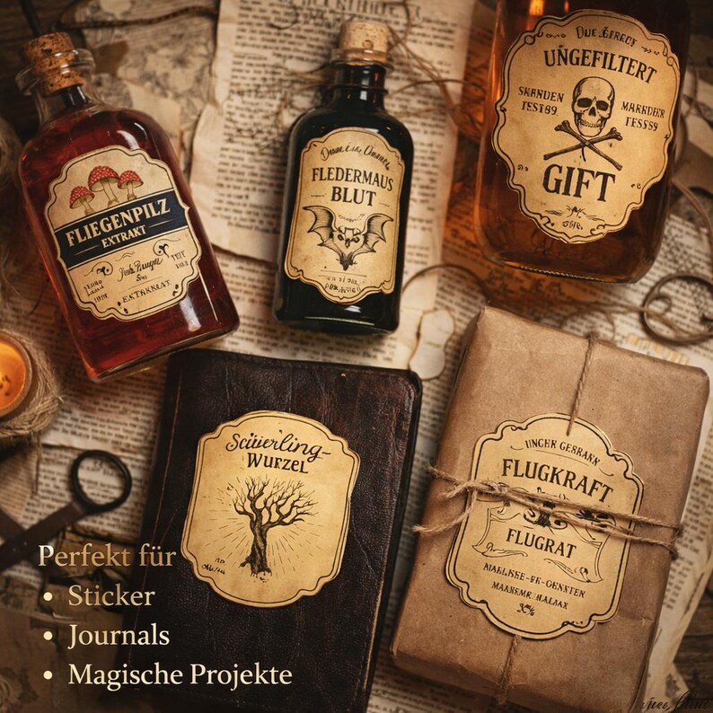 24 Printable Witch Labels | Magic Bottle Stickers | Printable Potion ...