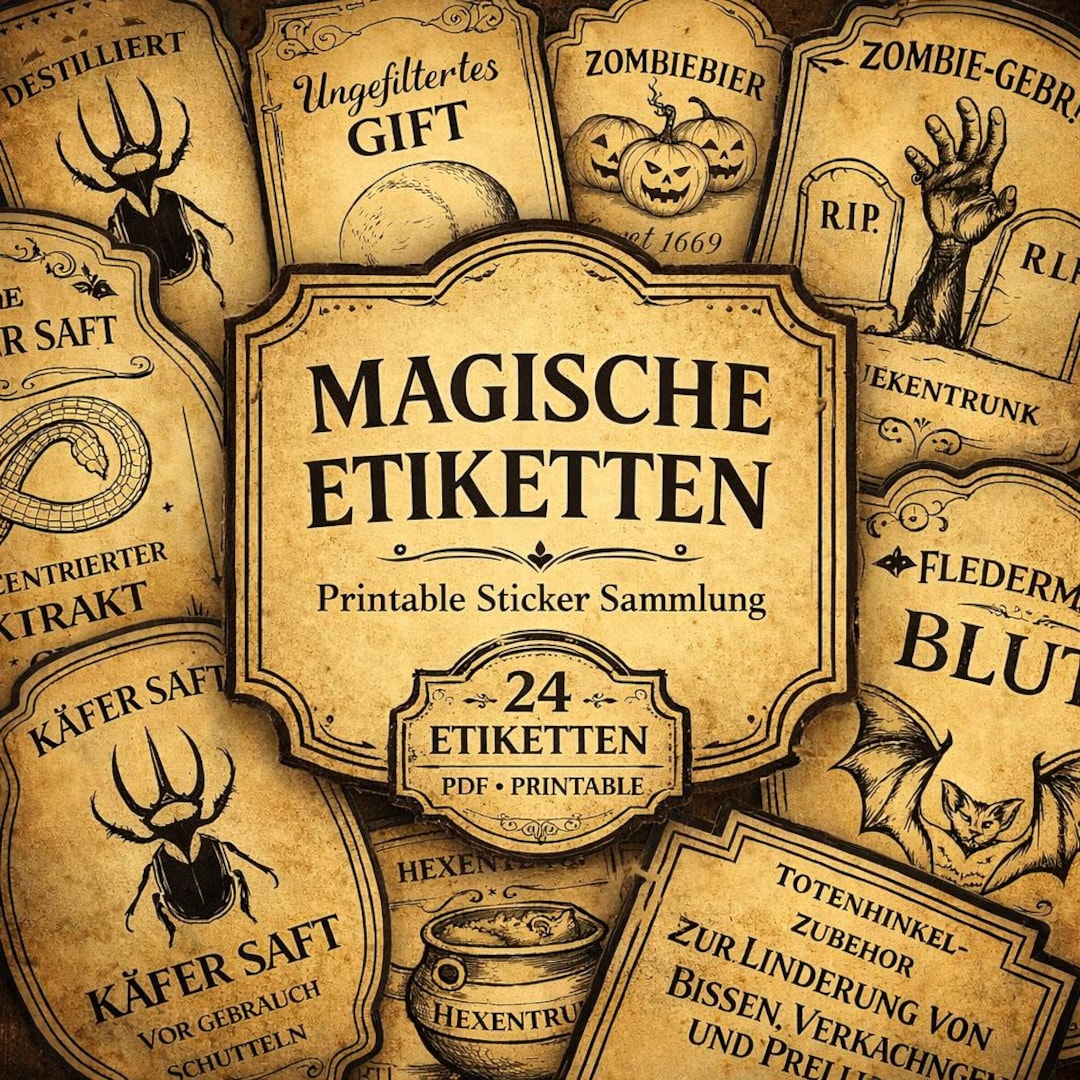 24 Printable Witch Labels | Magic Bottle Stickers | Printable Potion ...