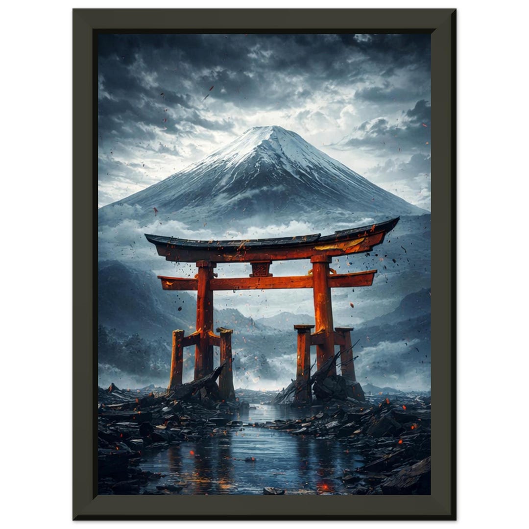 Torii Ashfall at Mount Fuji - Cinematic Dystopian Japan Wall Art ...