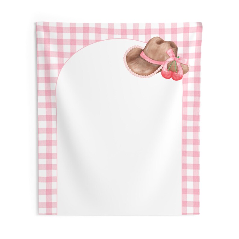 Cowgirl Coquette Birthday Backdrop | Pink Gingham Western Backdrop ...