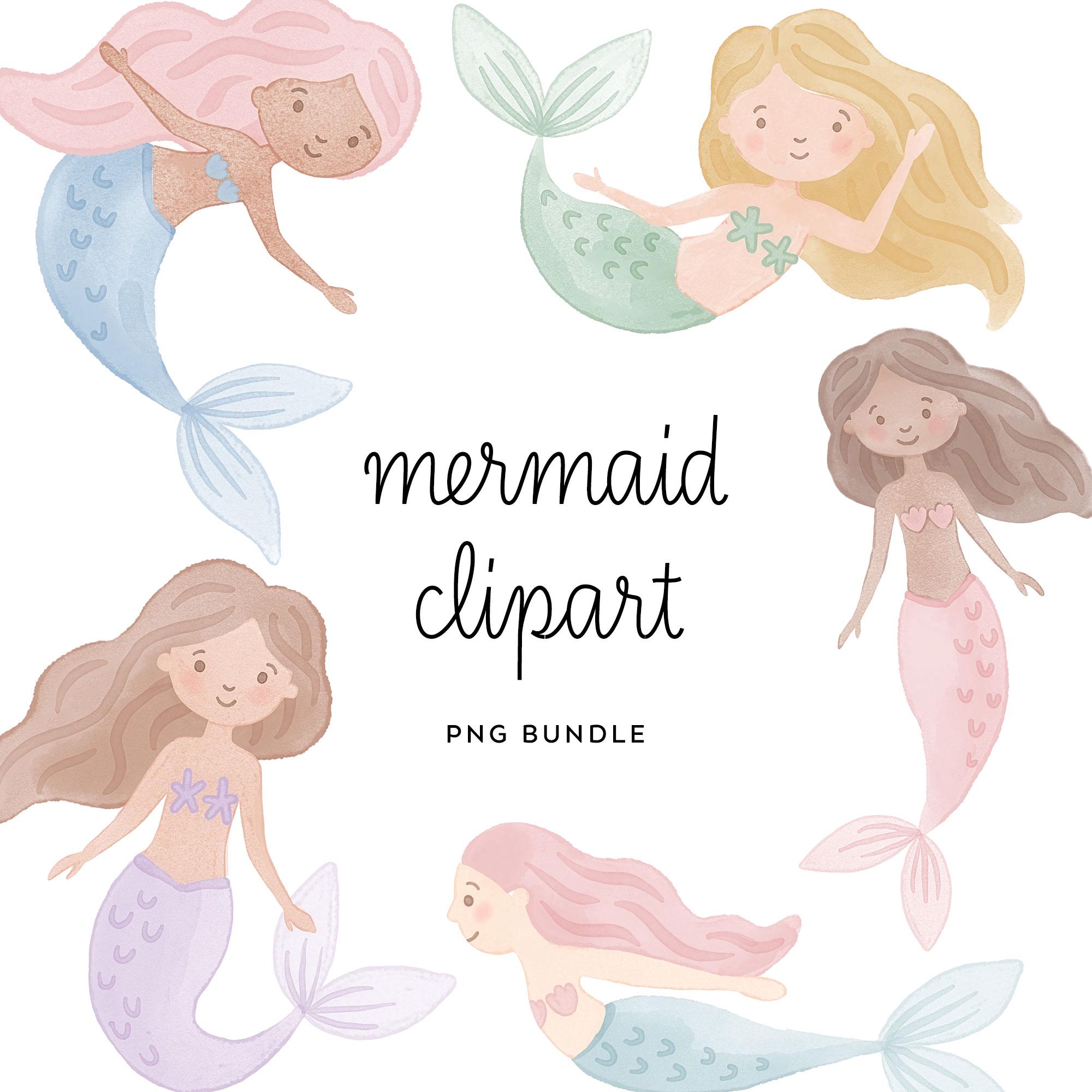 Mermaid Clipart Bundle PNG | Watercolor Mermaids Clip Art Set ...