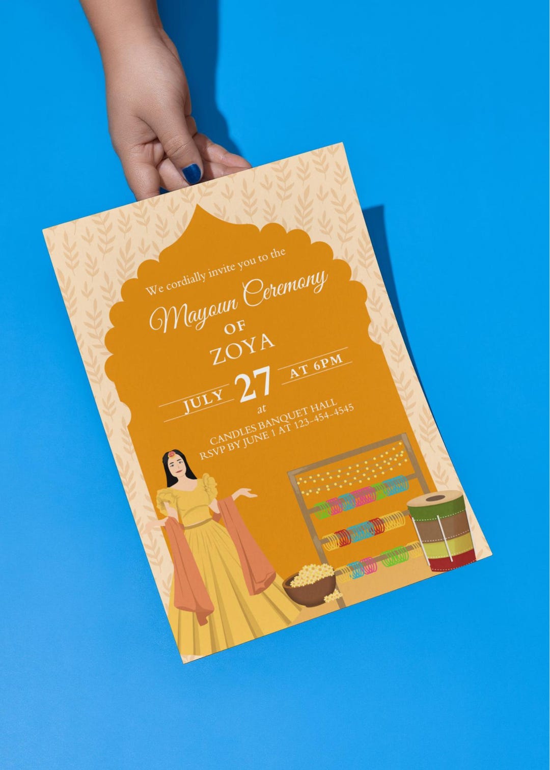 Mayoun Ceremony Invitation Template | Editable Pakistani Wedding Invite ...