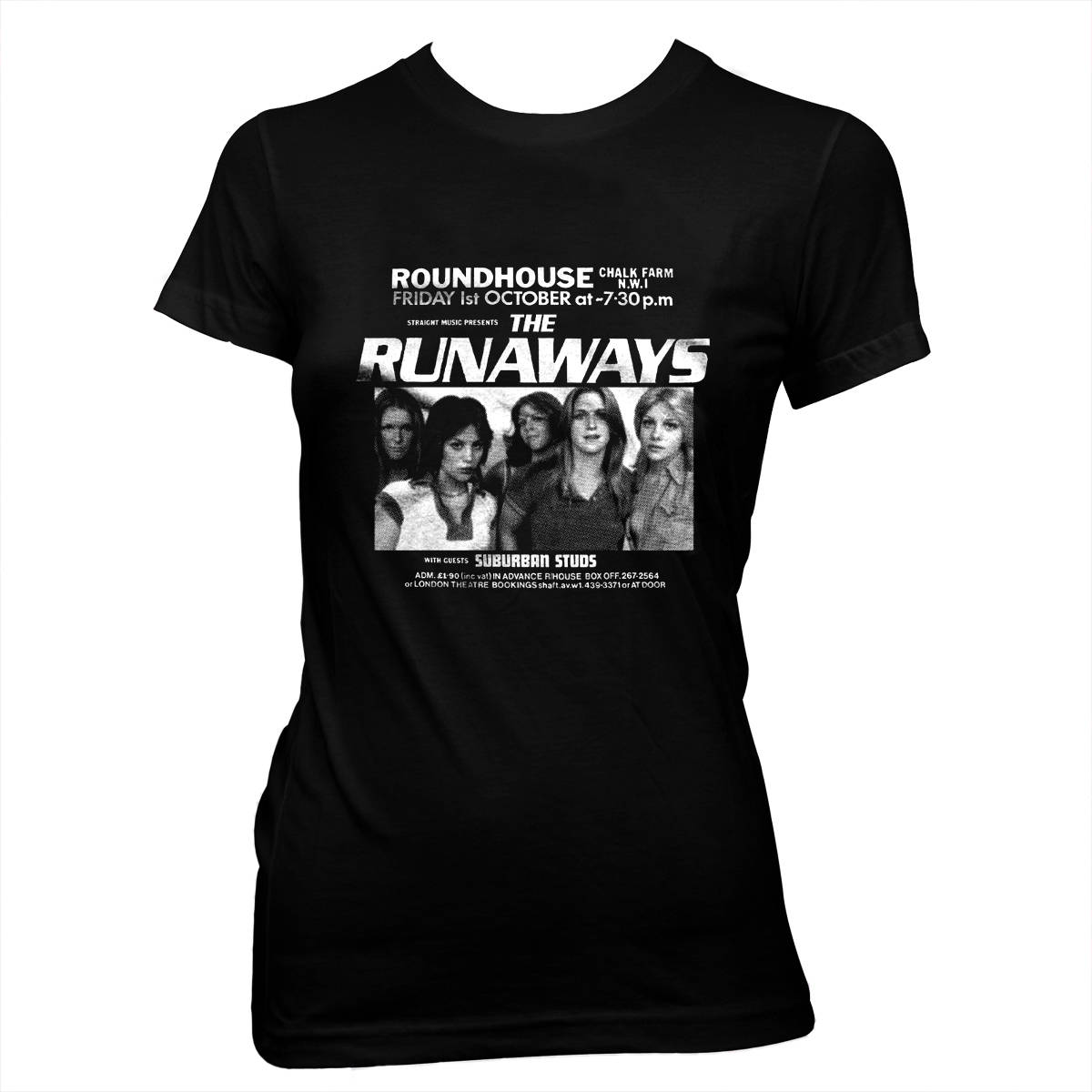 The Runaways Roundhouse Flyer - Joan Jett - Cherie Currie T Shirt